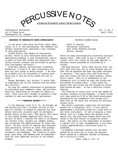 Percussive Notes Vol. 1, No. 2, April 1963 - Complete Issue ...