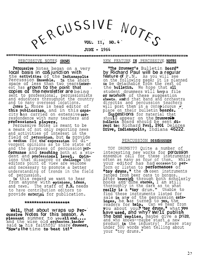 Percussive Notes Vol. 2, No. 4, June 1964 - Complete Issue - Percussive ...