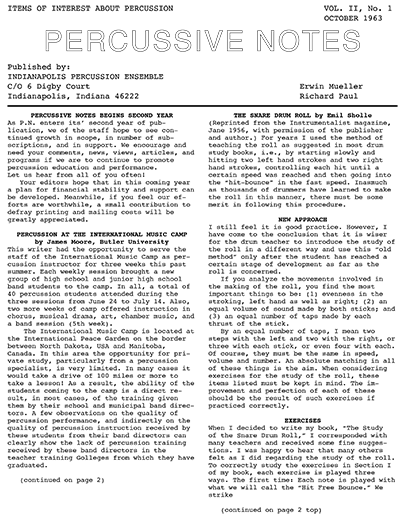 Percussive Notes Vol. 2, No. 1, October 1963 - Complete Issue ...